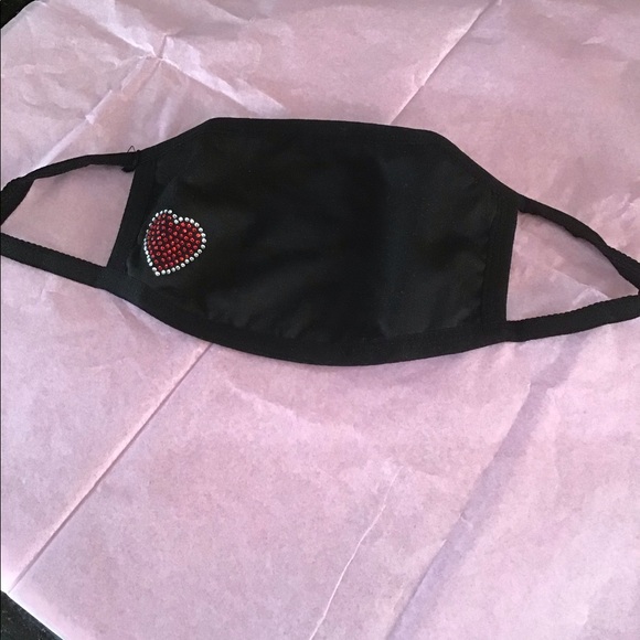 Accessories | Bling Heart Rhinestone Face Mask | Poshmark